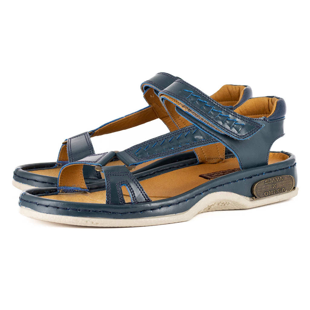Sjava x Omega Collab : Leather Sandal in Navy Soft Saddle