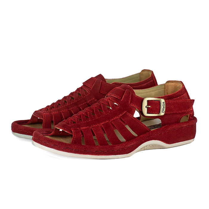 Kgosi : Leather Sandal in Red Suede – Omega
