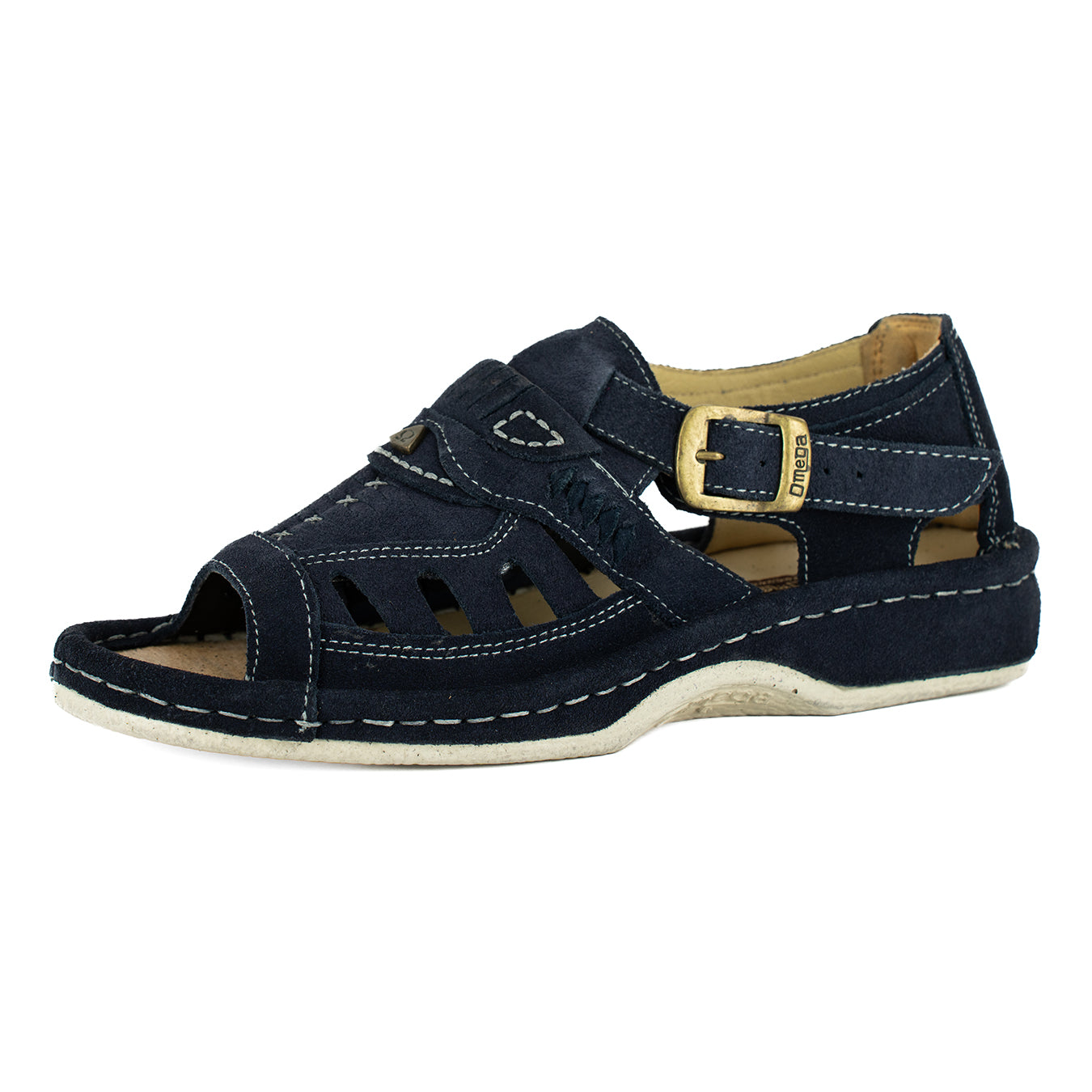 Duna : Leather Sandal in Navy Suede – Omega