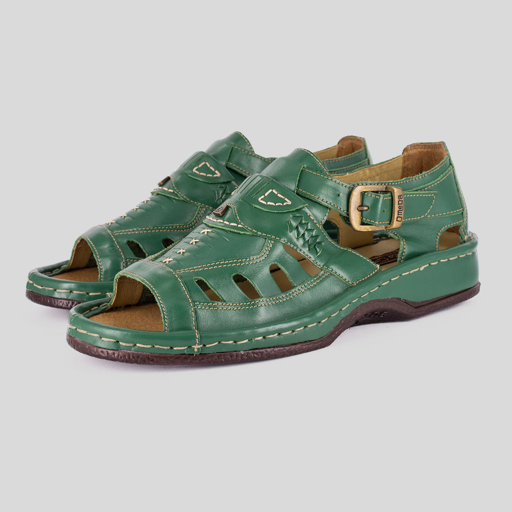 Duna : Leather Sandal in Sage Soft Saddle Leather – Omega